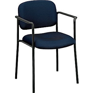 Basyx VL616VA90 VL616 Series Stacking Guest Chair with Arms, Navy Fabric