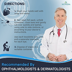 NOVEHA 60Pcs Allergy Relief Eyelid Wipes | Pre-moistened Hypoallergenic Eye Cleansing Pads, Reduce Itchiness, Redness & Discomfort Caused By Allergy, Clean, Soothe & Remove Debris (1 Pack)