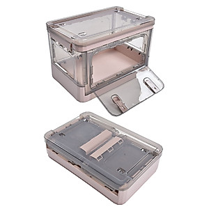 Storage Bins with Lids, Plastic Storage Bins for Closet Organizers and Storage, Stackable Storage Bins, Closet Storage Bins with Double Door, 4 Wheel 35L Collapsible Storage Bins for Home, Dorm