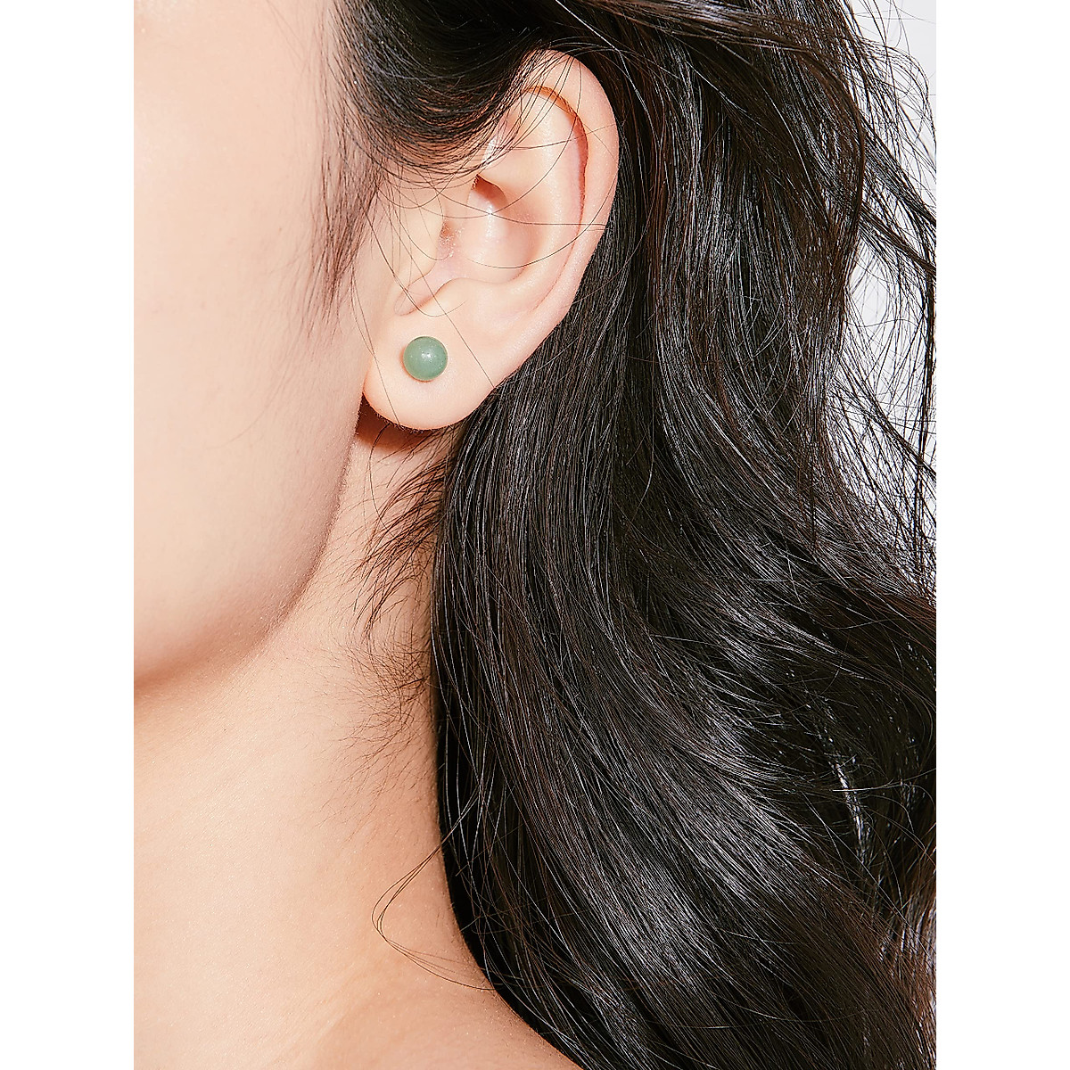 Jade Earrings for Women Jade Stud Earrings Jade Earrings for Men 6mm Sphere Lighter Green Jade Studs Graduation Gift Birthday Anniversary Holidays(A Pair of Studs, Lighter Green, 6mm Sphere)