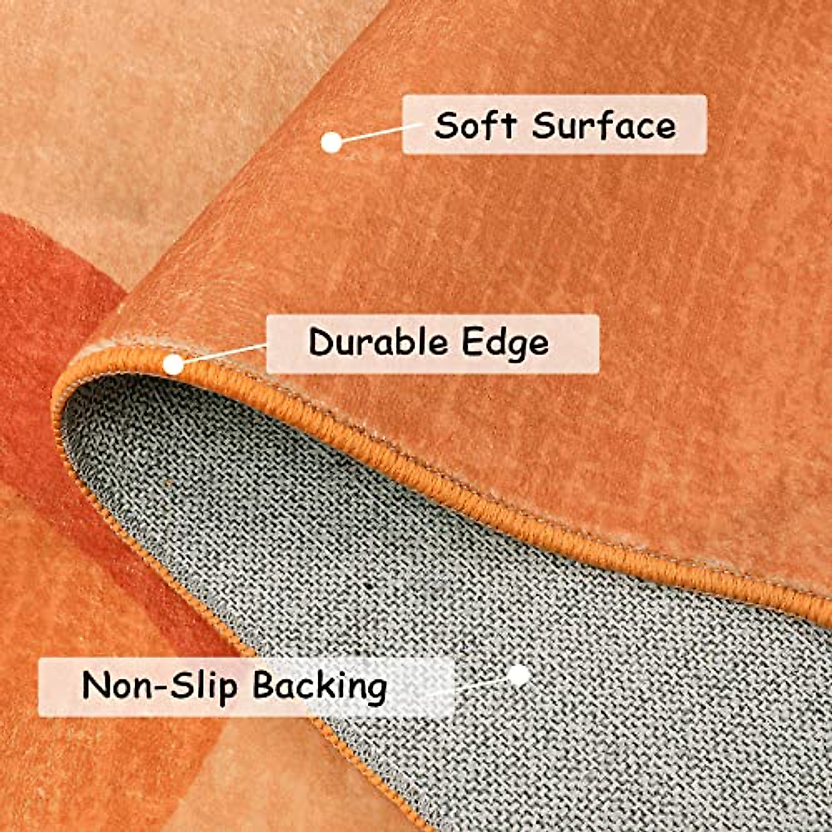 Lahome Abstract Low Pile Kids Room Area Rug - Orange Minimalist 3x5 Playroom Rug, Modern Building Soft Non-Slip Non-Shedding Mat Machine Washable Carpet for Entryway Nursery Office Living Room Bedroom