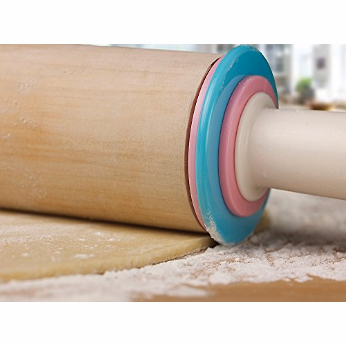 Bakelicious Adjustable Rolling Pin, Wood and Nylon, 12-Inch Barrel
