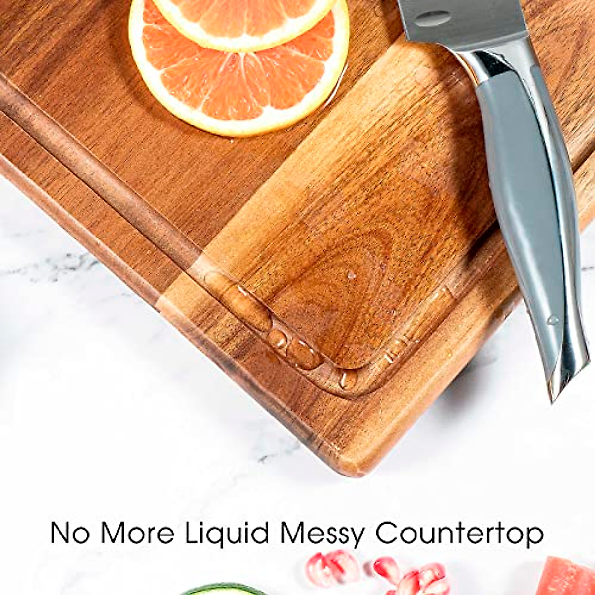 JF JAMES.F Acacia Wood Cutting Board 14 x 9.5 inch, 1 inch Thick Hardwood Cutting Board with Juice Groove Wooden Chopping Board for Kitchen