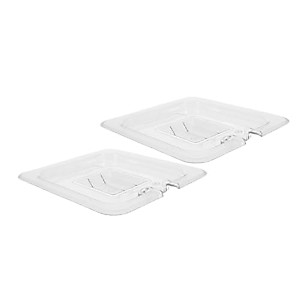 CIYODO 2pcs Dinner Plate Cover Pan Lids Commercial Pan Lid Polycarbonate Cover with Handle Restaurant Pan Lid 1/6 Size Food Pan Lid Food Storage Containers Covers Plastic Transparent
