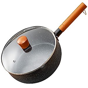FNT Frying Pans Nonstick with Lid, 9in Non stick Frying Pans, Deep Frying Pan with Stainless Steel Base for Stovetop, Frying Pans Nonstick with Heat Resistant Handle, Skillets Nonstick with Lids Black