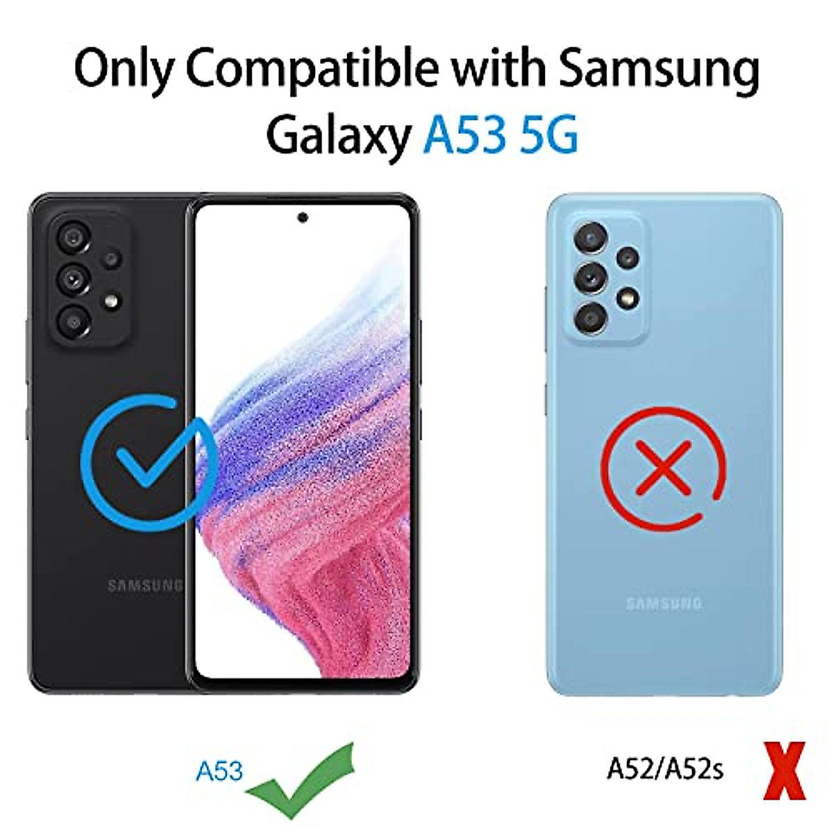 Vanjua [2 Pack] for Samsung Galaxy A53 Case, Stylish Liquid Silicone Slim Full-Body Protective Cover for Samsung Galaxy A53 5G 6.5 Inch Phone Case (Black+Navy Blue)