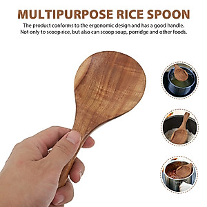 HEMOTON Wood Rice Paddle Wooden Rice Spoon Non Stick Rice Cooker Spatula Japanese Asian Rice Paddle Kitchen Rice Scoop Ladle (Wood Color)