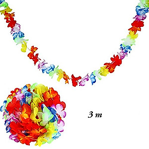 Aneco 6 Packs Colorful Hawaiian Luau Tropical Flower Lei Garland Party Decorations Hawaiian Tropical Party Supplies ,10 Feet Each