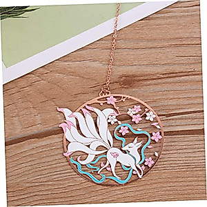 SAFIGLE Metal Bookmarks Chinese Gift Book Gifts Book Page Holder Book Marking Tag Retro Bookmarks Gift Pendant Round Fan Books Bookmarks Plant Printing Beautiful Magnet Bookmarks Rose Gold