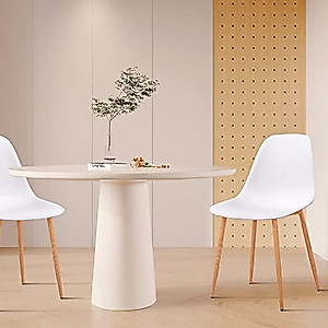 CangLong Modern Stylish Plastic Cushion Metal Legs for Kitchen, Dining, Bedroom, Living Room, Office, Side Chair, Set of 2, White