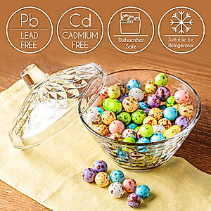 Crystalia Decorative Glass Candy Jar with Lid, Crystal Cut Small Candy Dish for Office Desk or Home, Cute Glass Sweet Cookie Container, Elegant Candy Service Buffet, Glass Sugar Canister