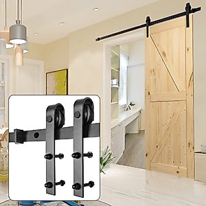 U-MAX 6.6 FT Sliding Barn Wood Door Basic Sliding Track Hardware Kit (Basic "J")