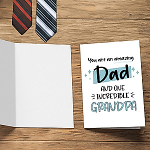 Qiliji Father's Day Card for Grandpa, Happy Father's Day Card from Kid, Grandpa Birthday Card, You Are An Amazing Dad And One Incredible Grandpa