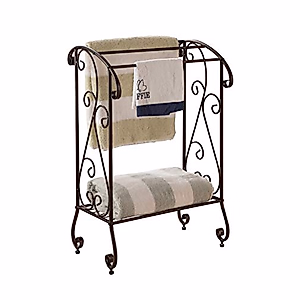 KB Designs - Freestanding Metal Bathroom Towel Rack Stand Organizer, Coffee Brown