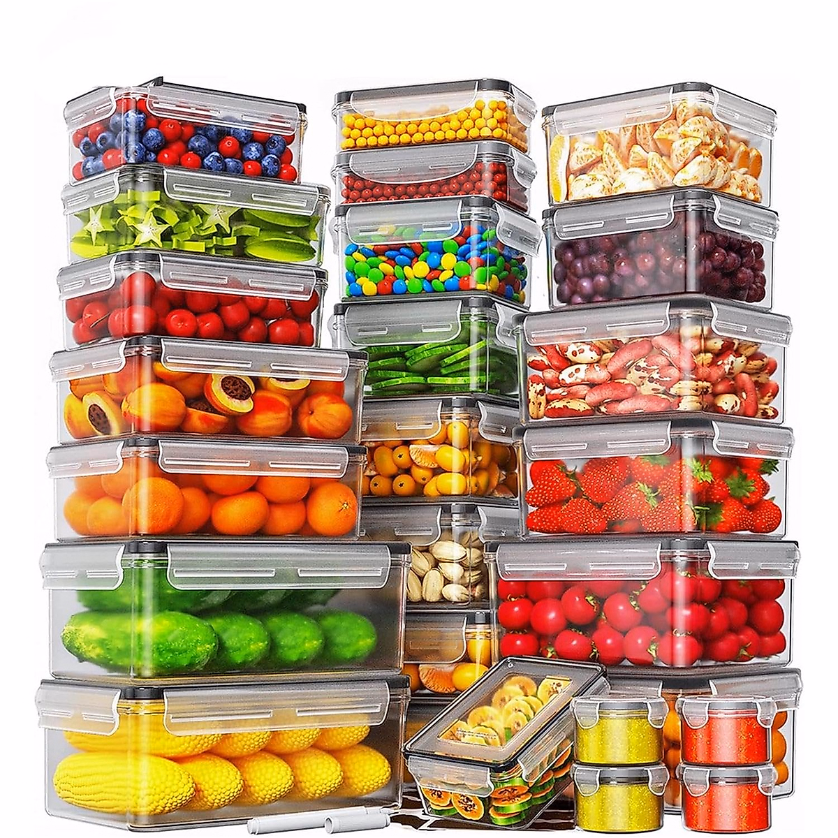 AISOON 40 Piece 85Oz Large Food Storage Containers with Lids,BPA Free, Leak-Proof Kitchen Organizers Ideal for Pantry Organizers, Cereal Containers, Microwave & Dishwasher Safe, Labels and Accessories