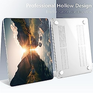 Batianda Premium Case for New MacBook Air 15 inch 2024 2023 with M3 M2 Chip Model A3114/A2941, Designed Protective Plastic Hardshell & Keyboard Cover & Screen Protector, Mountain Sunrise