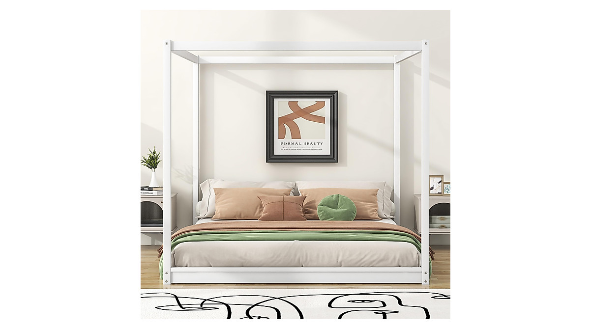 Merax Wooden Canopy Platform Bed Frame King Size - Stylish & Durable