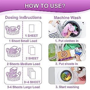 Zimwin Laundry Detergent Sheets, 80 Sheets Lavender Scent Laundry Soap Sheets - Eco-Friendly Hypoallergenic Liquidless Washing Supplies for Dorm Travel Camping - 80 Loads