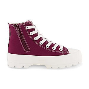 CUSHIONAIRE Women's Vespa high top Canvas Sneaker +Memory Foam and Side Zipper, Burgundy 9