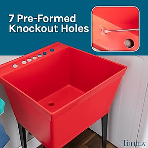 Grey Utility Sink Laundry Tub With Pull Out Faucet (PARENT) (Red Tub, Black Faucet)