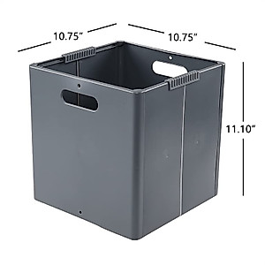 Teyyvn 4-Pack Foldable Cube Storage Bins, Collapsible Plastic Storage Cubes, Gray
