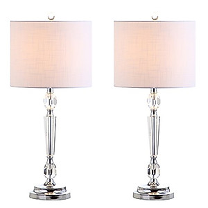JONATHAN Y JYL2047A-SET2 Set of 2 Table Lamps Victoria 27" Crystal LED Table Lamp Modern Contemporary Bedside Desk Nightstand Lamp for Bedroom Living Room Office College Bookcase, Clear