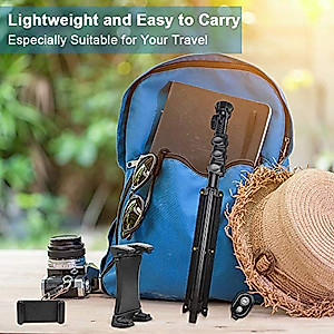 Selfie Stick Tripod, SAVEYOUR 51" Extendable Tripod Stand with Universal Phone/Pad Clip, Remote Shooting Compatible with iPhone & Android Devices, Phone Tripod for Video Shooting, Vlog, Selfie