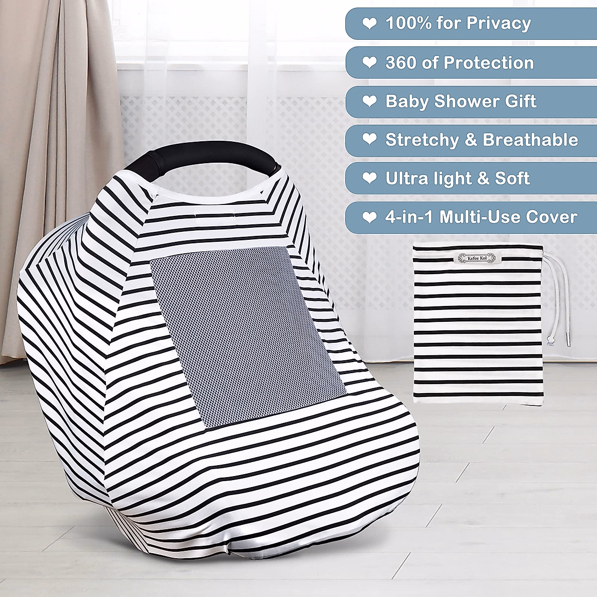 Baby Nursing Cover & Nursing Poncho - Multi Use Cover for Baby Car Seat Canopy, Shopping Cart Cover, Stroller Cover, 360° Full Privacy Breastfeeding Coverage, Baby Shower Gifts for Boy&Girl