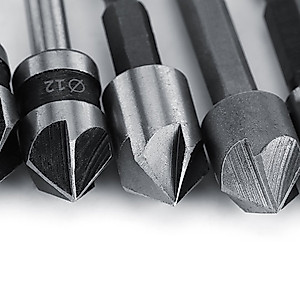 【𝐄𝐚𝐬𝐭𝐞𝐫 𝐏𝐫𝐨𝐦𝐨𝐭𝐢𝐨𝐧】 Countersink Drill Bit Set, 5 Pcs/Set High Speed Steel Industrial Countersink Drill 5 Flutes Woodworking Chamfering Cutter