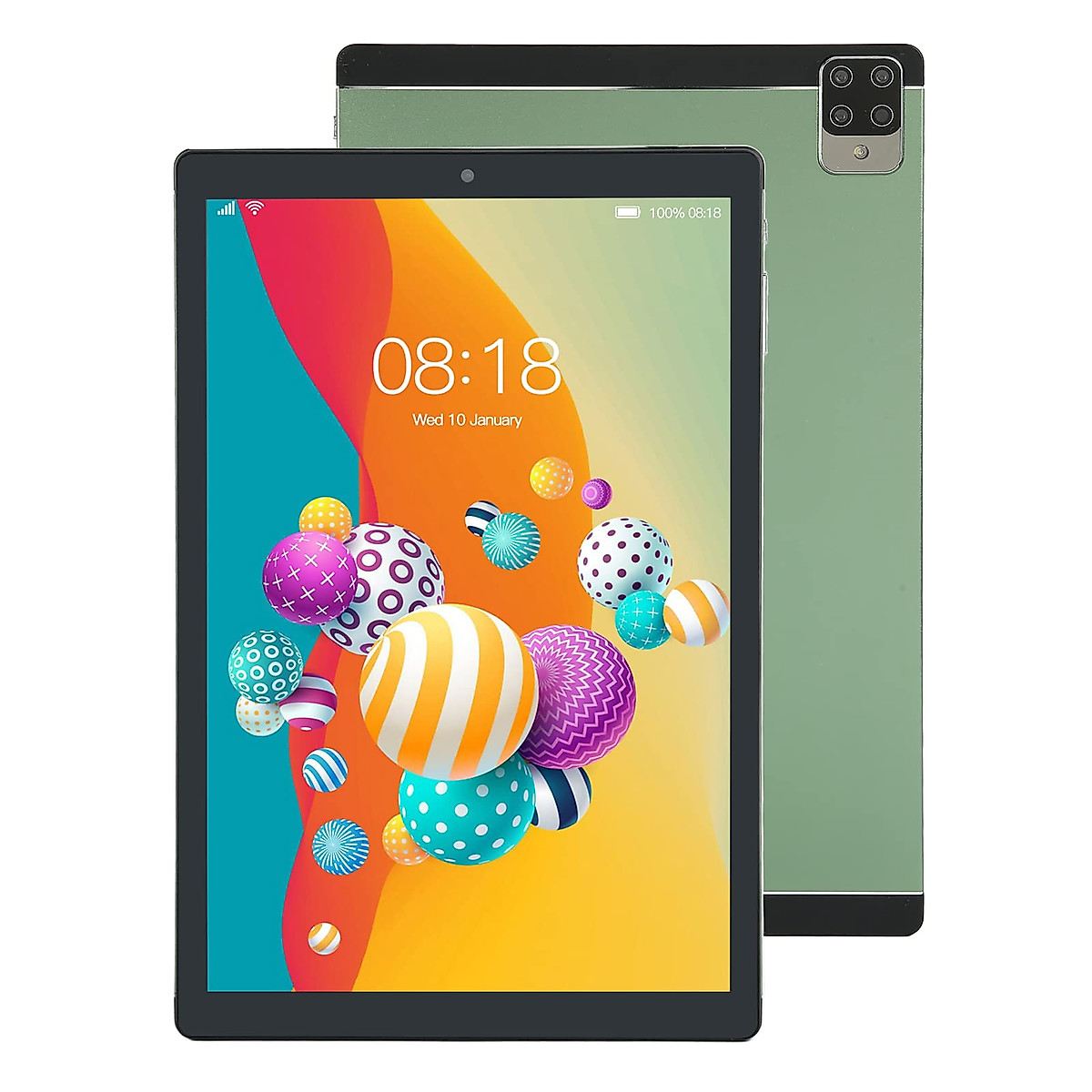 KIMISS 10.1in Tablet for Android 12 5G 6GB 128GB Front 200w Rear 500w 1960x1080 IPS 10 Core 8800mAh Calling Tablet 100‑240V Green