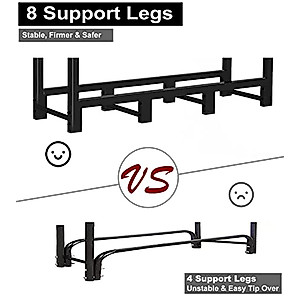 Koutemie 4Ft Outdoor Firewood Rack Holder for Fireplace Wood Storage, Adjustable Fire Log Stacker Stand, Black