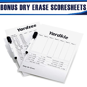 Giant Wooden Set of 6 Yard Dice with Yardkle and Yardzee Scoreboard-Yard Outdoor Games for Adults and Family Giant Lawn Games-Choose Your Set