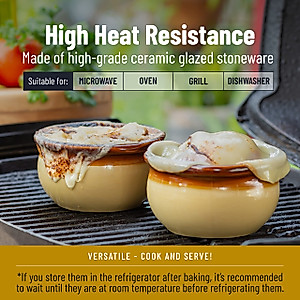 Furmaware French Onion Crock Soup Bowls, French Onion Soup Bowls, French Onion Soup Crocks Oven Safe, French Onion Soup Bowls Oven Safe, Set of 4, 12 ounces - 4 ½” x 2 ½”