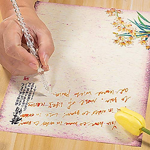 molshine Handmade Glass Dip Pen Crystal Calligraphy Pen Signature Dipped Pen for Artist Women Men Teens,Writing Drawing Decoration Gifts (silvery)