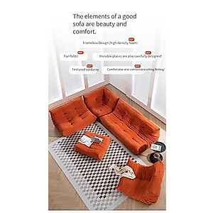 Comfy Lazy Floor Sofa Couch,Accent Sofa Caterpillar-Inspired Soft Suede Fabric with 50D Styling Cotton Pleated Texture Chair Lazy brown-70×102×87cm