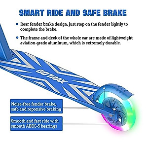 Gotrax KX5 Kick Scooter, 3 Adjustable Heights and 5" Flashing Wheels Kids Scooter, Lightweight Aluminum Alloy Scooter for Kids Boys Girls Age of 4-9 , Blue