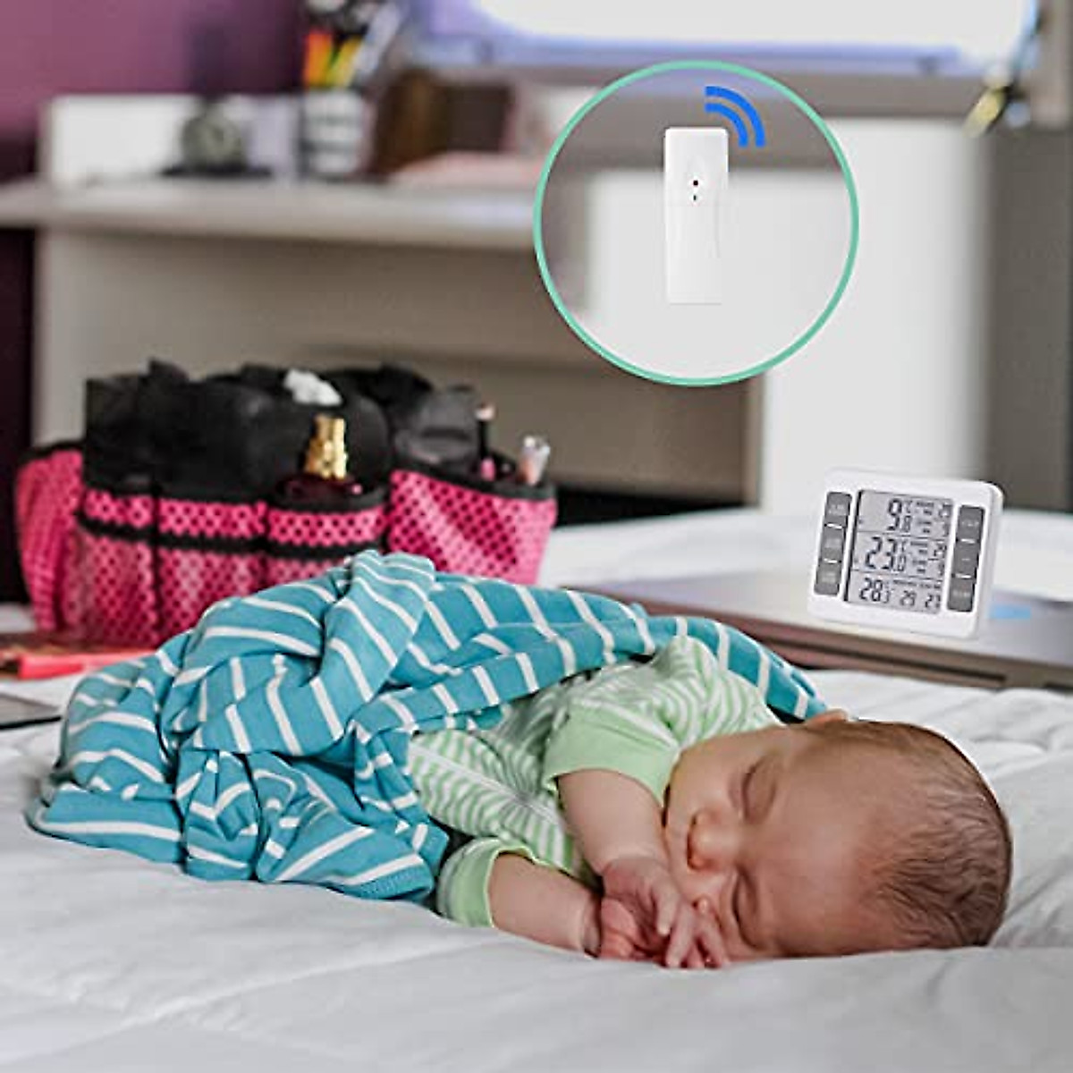 Locisne Freezer Alarm with Audible Alarm and 2 Wireless Sensors, Indoor Outdoor Refrigerator Thermometer for Home Kitchen