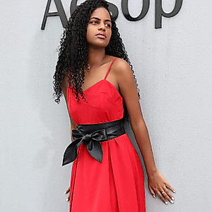 Earnda Womens Fashion Obi Belt Wrap Wide Cinch for Dress Solid Color Belts Black Large