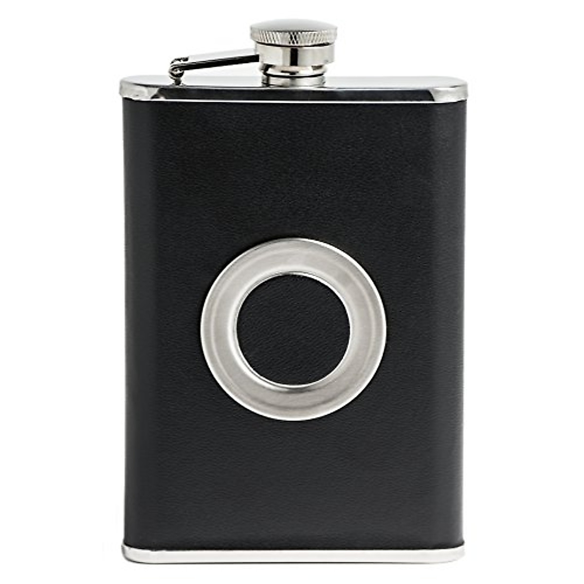 Shot Flask - Stainless Steel 8 oz Hip Flask, Built-in Collapsible 2 Oz. Shot Glass & Flask Funnel - BarMe Brand