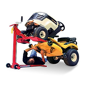 MoJack EZ Max - Residential Riding Lawn Mower Lift, 450lb Lifting Capacity, Fits Most Residential & Ztr Mowers, Folds Flat For Easy Storage, Use for Mower Maintenance Or Repair, Red
