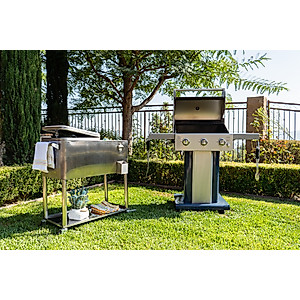 Permasteel 80-Qt Outdoor Patio Cooler with Wheels and Handles, Stainless Steel