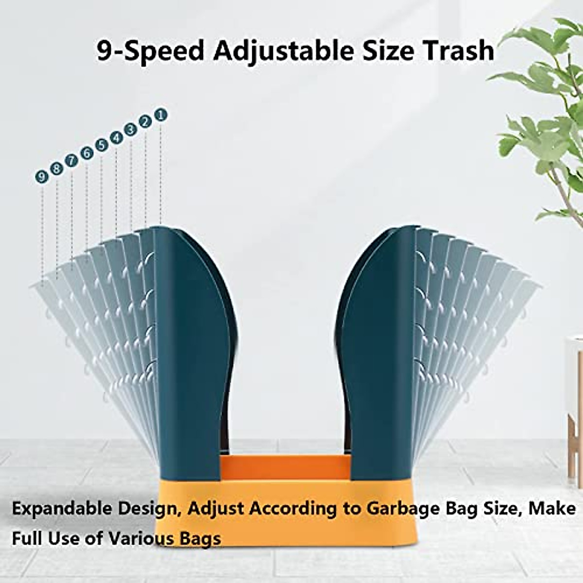 ZHEDALANG 9-Gear Adjustable Size Trash Can, Portable Expandable Trash Bag Holder, Portable Trash Bin for Kitchen, Collapsible Garbage Bag Holder Camping, Suitable for Different Sizes of Garbage Bags