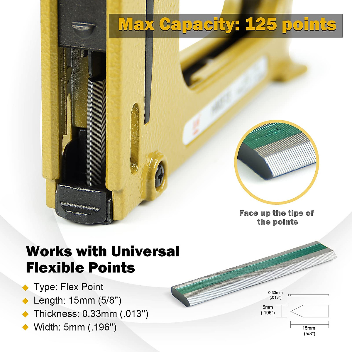 HM515 Manual Flexible Point Driver Kit with 1,000 Points for Securing Back Pieces of Picture Frames, Flex Point Tacker, Point Driver Gun, Picture Framing Nailer Tool