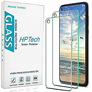 HPTech (2-Pack) Compatible for Moto G Power 2021 Tempered Glass Screen Protector, 9H Hardness, Cutout Camera Hole, HD Clear Case Friendly