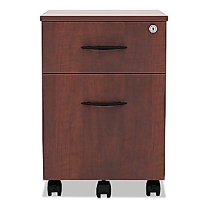 Alera Valencia Series Mobile Pedestal, Left/Right, 2-Drawers: Box/File, Legal/Letter, Medium Cherry, 15.88" x 19.13" x 22.88"