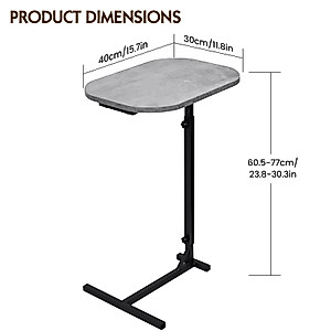 WHEARTED Small Side Table for Small Spaces, C Shaped End Table Slide Under Sofa Couch and Bed, Height Adjustable C Table End Table with Metal Frame for Living Room, Bedroom, Bathroom Gray