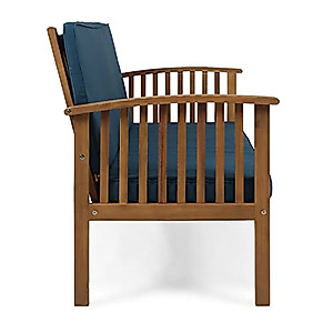 Christopher Knight Home Grace Outdoor Acacia Wood Loveseat, Brown Patina an Dark Teal