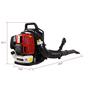 Goujxcy Backpack Gas Leaf Blower, 52CC 2-Cycle Engine Blower, High Power and Low Fuel Consumption Leaf Blower for Lawn Garden Blowing Leaves Snow Debris and Dust