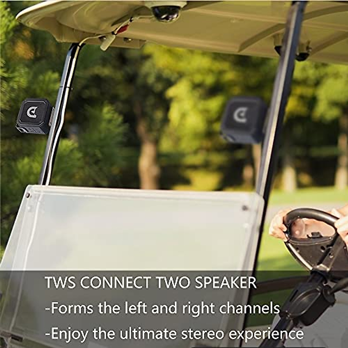 ACHIX Bluetooth Speaker for Golf Cart, Magnetic Portable Wireless Speaker with Loud Stereo Sound Bass Boost 20 Hours Play IPX7 Waterproof, TWS & SD Card Function(with Storage Case, Black)