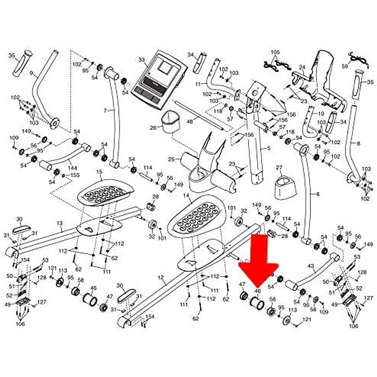 TreadLife Fitness Elliptical Pedal Arm Sleeve 289867 - Replacement for Various ProForm Models: 450LE, 890E, 14.0CE